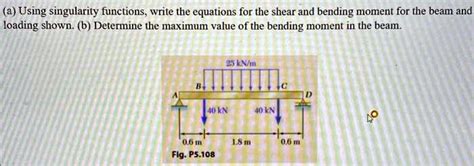 A Using Singularity Functionswrite The Equations For The Shear And