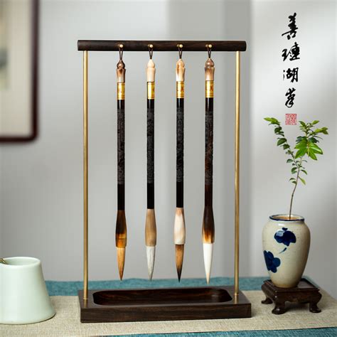 善琏湖笔扶摇笔挂毛笔收纳书法挂架现代毛笔架入门笔搁架子实木笔架摆件创意复古挂毛笔简约新中式文房四宝 虎窝淘