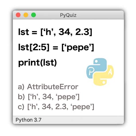 Python Quiz Asignación de Slicing en listas en Python El Pythonista