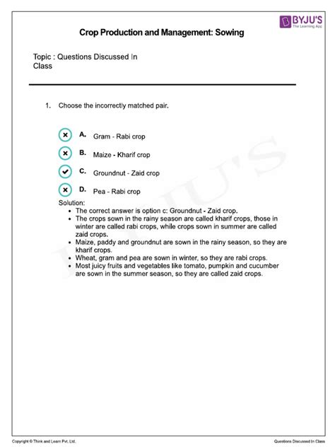 Crop Production And Management Sowing In Class Pdf