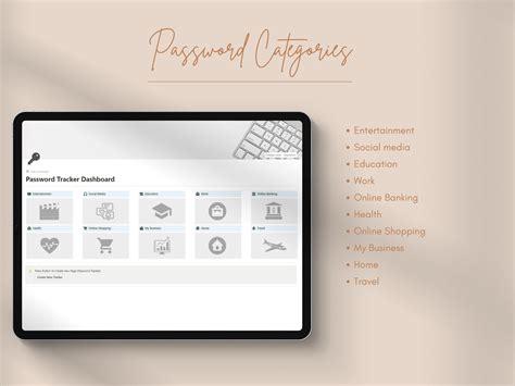 password tracker notion template password book password keeper