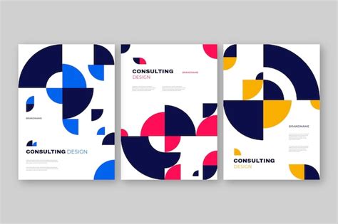 기하학적 비즈니스 커버 컬렉션 무료 벡터