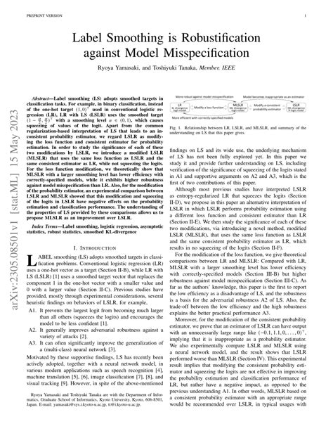 Pdf Label Smoothing Is Robustification Against Model Misspecification