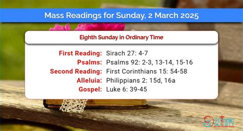 Daily Mass Readings for Sunday, 2 March 2025 - Catholic Gallery
