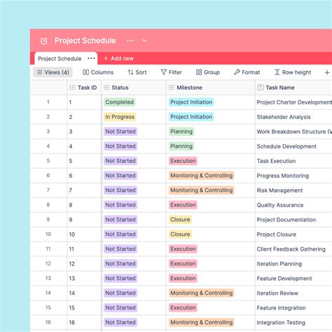 Free Project Schedule Spreadsheet Template Retable