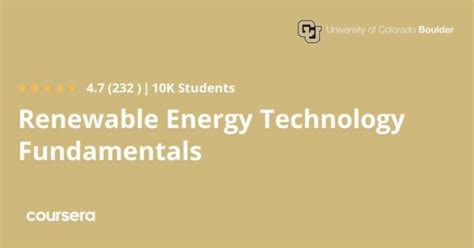 Renewable Energy Technology Fundamentals Coursya