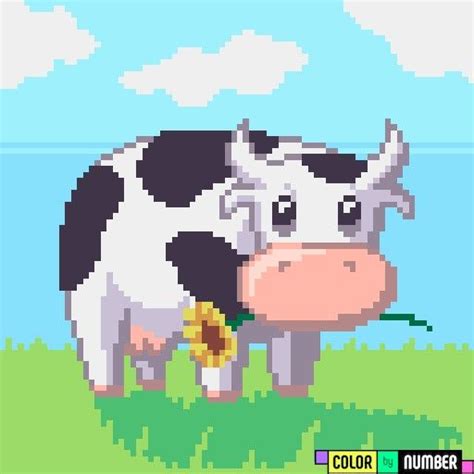 Color By Number Cow Pixelated Artwork