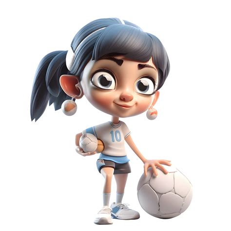 Voetbal Gevoel 3d Schattig Meisje Speler Png Transparant Achtergrond