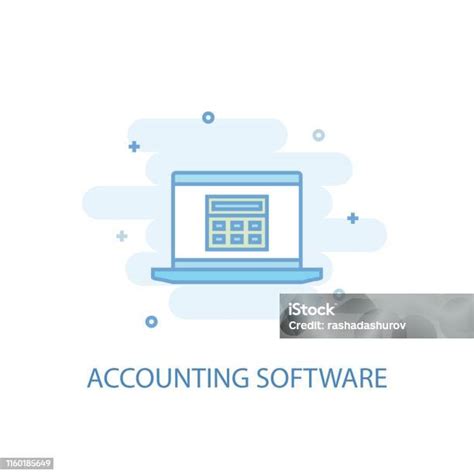 회계 소프트웨어 라인 트렌디 한 아이콘입니다 간단한 선 컬러 일러스트 회계 소프트웨어 기호 플랫 디자인 회계 세트에서 집합입니다 Ui Ux에 사용할 수 있습니다 개념에 대한