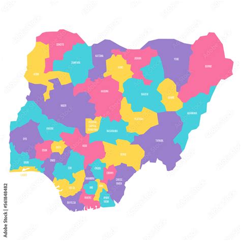 Nigeria Political Map Of Administrative Divisions States And Federal Capital Territory