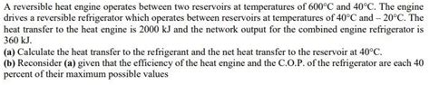 Solved A Reversible Heat Engine Operates Between Two Res