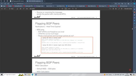 Bgp Flapping With Mtu Mismatch Cisco Community