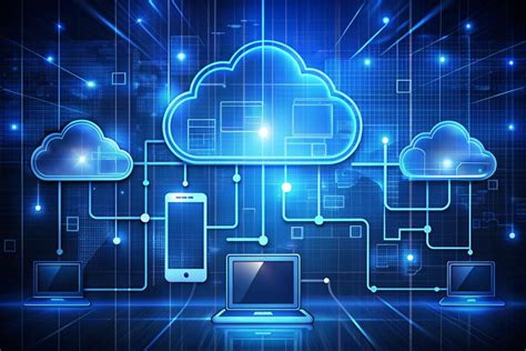 Cloud Computing Blueprint Digital Scheme With Cloud Devices Premium Ai Generated Image