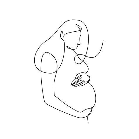 One Line Drawing Of Happy Pregnant Woman 9516228 Vector Art At Vecteezy