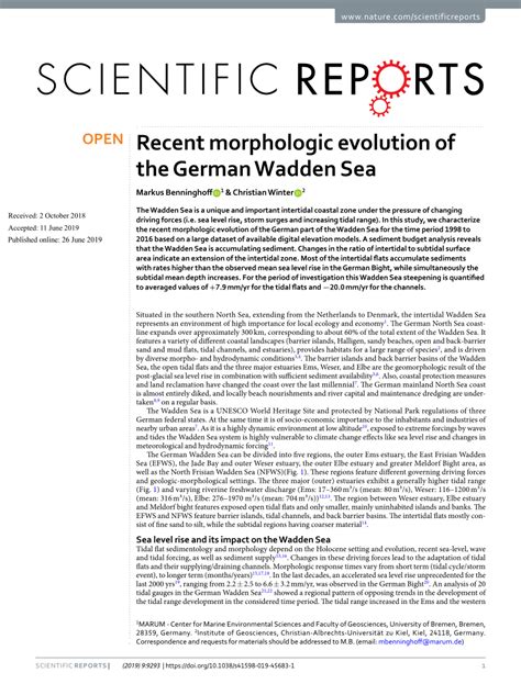 Pdf Recent Morphologic Evolution Of The German Wadden Sea