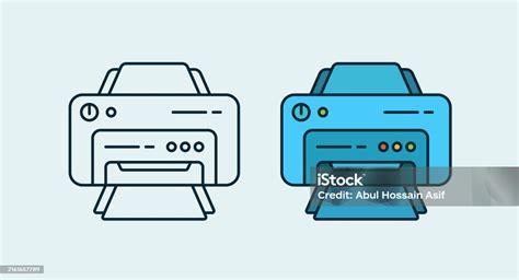 미니멀리스트 프린터 또는 복사기 윤곽선 스트로크가 있는 평면 그림 0명에 대한 스톡 벡터 아트 및 기타 이미지 0명 개념