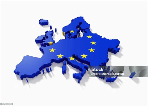 흰색 배경에 유럽 연합 국기로 질감 된 유럽 연합의 국제 국경 유럽 연합에 대한 스톡 사진 및 기타 이미지 유럽 연합 유럽 지도 Istock