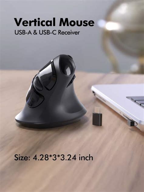 USB Type C Dual Receiver Wireless Mouse Ergonomic Vertical Wireless
