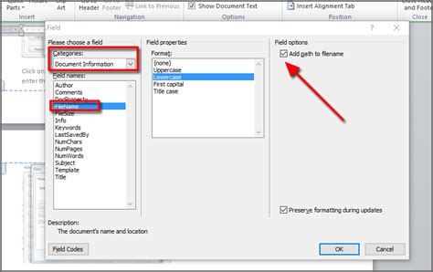 Add Filename And Path To Footer In MS Word