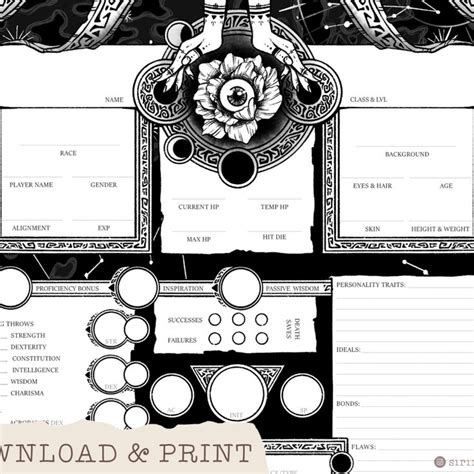 Dandd Character Sheet Starry Magic Custom Character Sheets