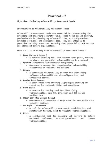 Practical 7 Pdf Vulnerability Computing Security