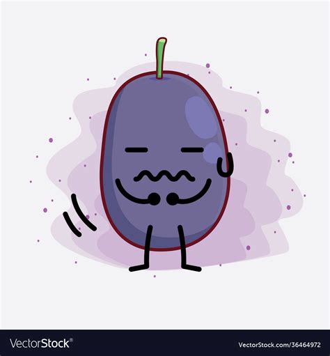 Java Plum Fruit Cute Character With Simple Face Vector Image