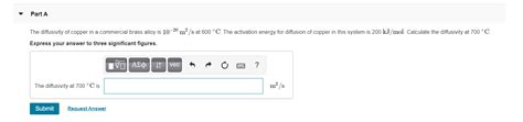 Solved The Diffusivity Of Copper In A Commercial Brass