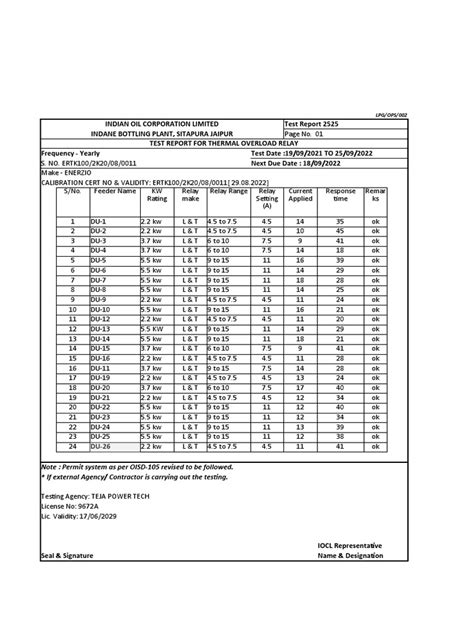 Thermal Overload Relay Testing Pdf Gas Technologies Energy Technology