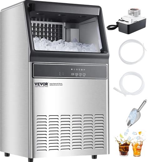 Vevor Commercial Ice Maker 110 Lbs24h With 33 Lbs Storage Drain Pump