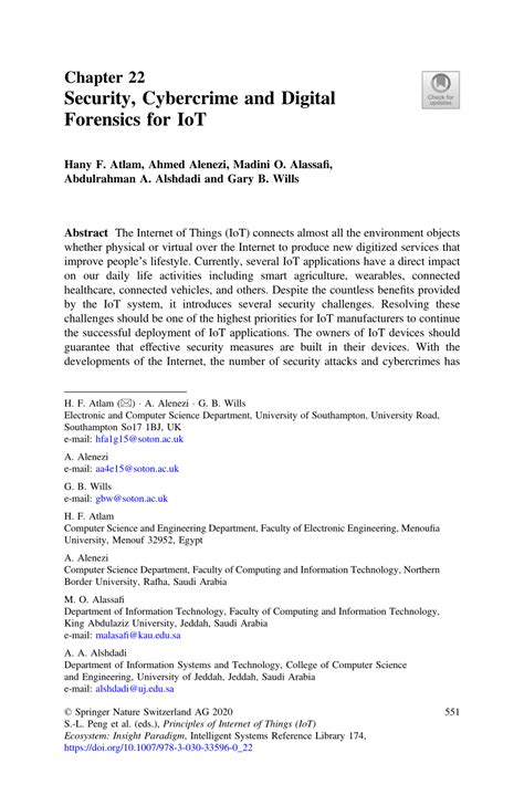 Pdf Security Cybercrime And Digital Forensics For Iot