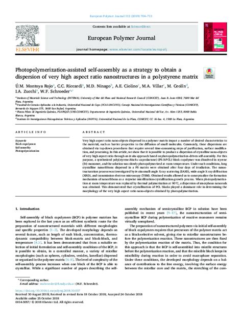 Pdf Photopolymerization Assisted Self Assembly As A Strategy To