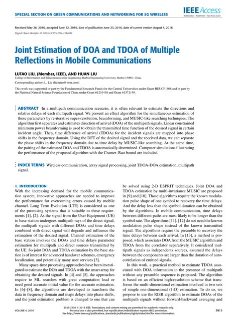 pdf joint estimation of doa and tdoa of multiple reflections in