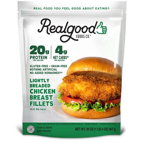 Realgood Foods Co Lightly Breaded Chicken Breast Fillets 20 Oz Bag