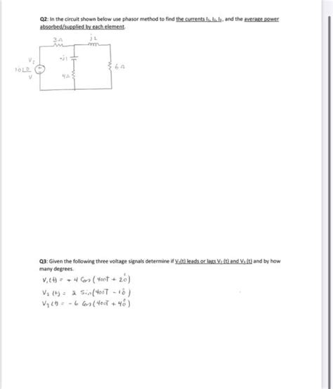 solved q2 in the circuit shown below use phasor method to