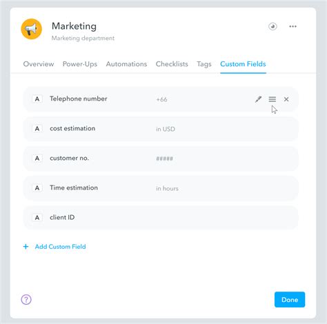 Custom Fields MeisterTask