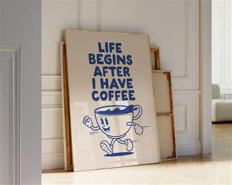Retro Coffee Wall Art Printable Office Coffee Wall Decor Funny Coffee Poster Trendy Kitchen