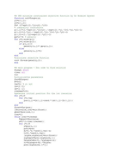 Matlab Code Of Gwo Minimize Constrained Objective Function Pid