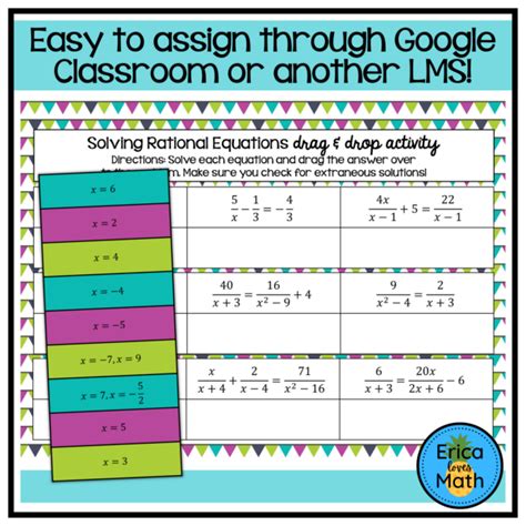 Solving Rational Equations Digital Activity Drag And Drop Made By Teachers