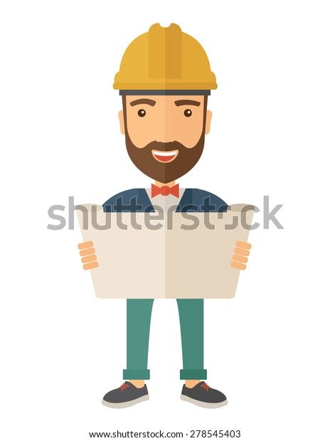 Young Hipster Engineer Holding While Reviewing Stock Vector Royalty