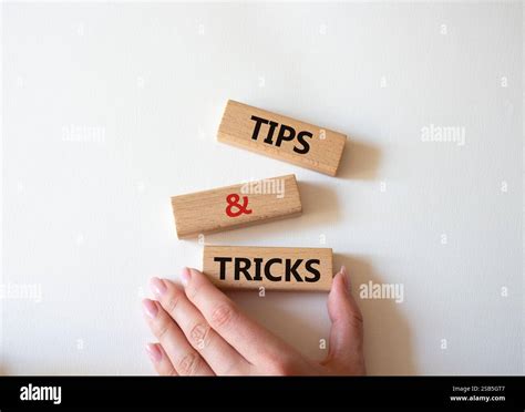 Tips And Tricks Symbol Wooden Blocks With Words Tips And Tricks Beautiful White Background