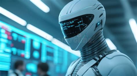 Futuristic Robot Analyzing Data in a High-tech Control Room, AI Stock Photo - Image of ...
