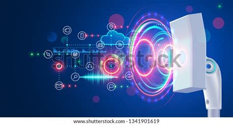 도시 광대역 네트워크 기술 개념화이트 고속 스톡 벡터로열티 프리 1341901619