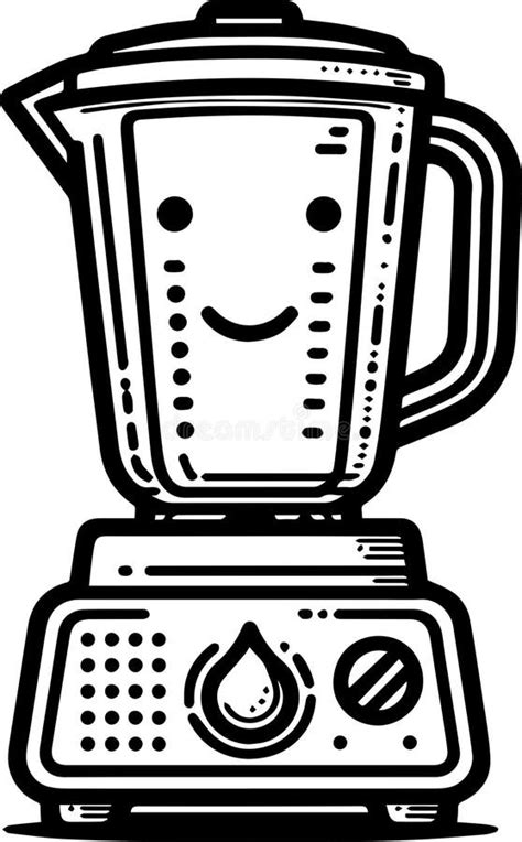 Black Line Art Blender Kitchen Electronic Tools Hand Drawn Illustration