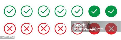 십자 표시 및 확인 표시 벡터 아이콘입니다 예 또는 아니오 선 기호 사용자 인터페이스에 대한 승인 또는 거부 아이콘 거절에 대한 스톡 벡터 아트 및 기타 이미지 Istock