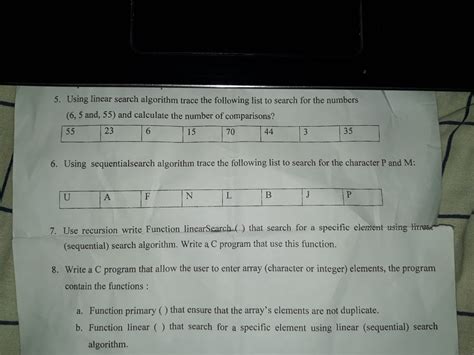 Solved Using Linear Search Algorithm Trace The Following