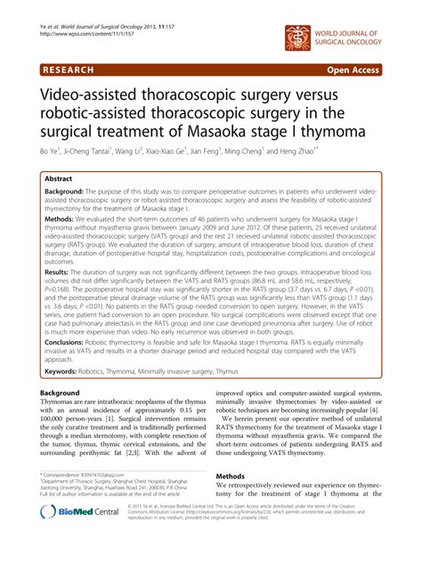 Pdf Video Assisted Thoracoscopic Surgery Versus Robotic Assisted Thoracoscopic Surgery In The