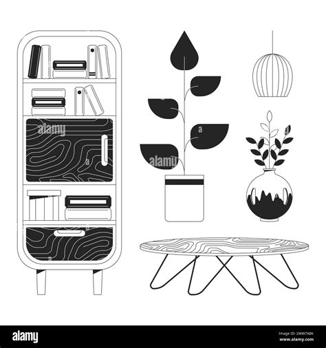 Home Design And Furniture Black And White 2d Line Cartoon Objects Set Stock Vector Image And Art