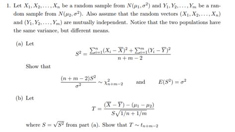Solved 1 Let Xi X2 Xn Be A Random Sample From Nμι σ2
