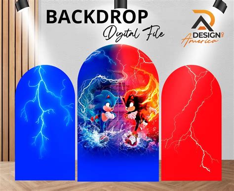 Sonic And Shadow Backdrop Sonic Birthday Party Decorations Digital Download Of Sonic And