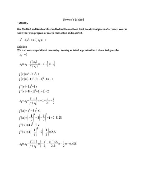 Newtons Method Matlab Pdf Computational Science Mathematical Logic